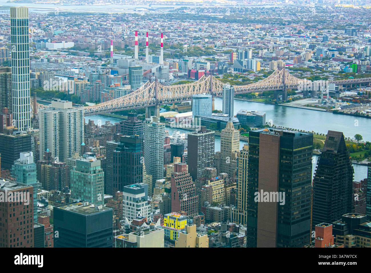Beautiful aerial eye level view of the Ed Koch Queensboro Bridge in ...