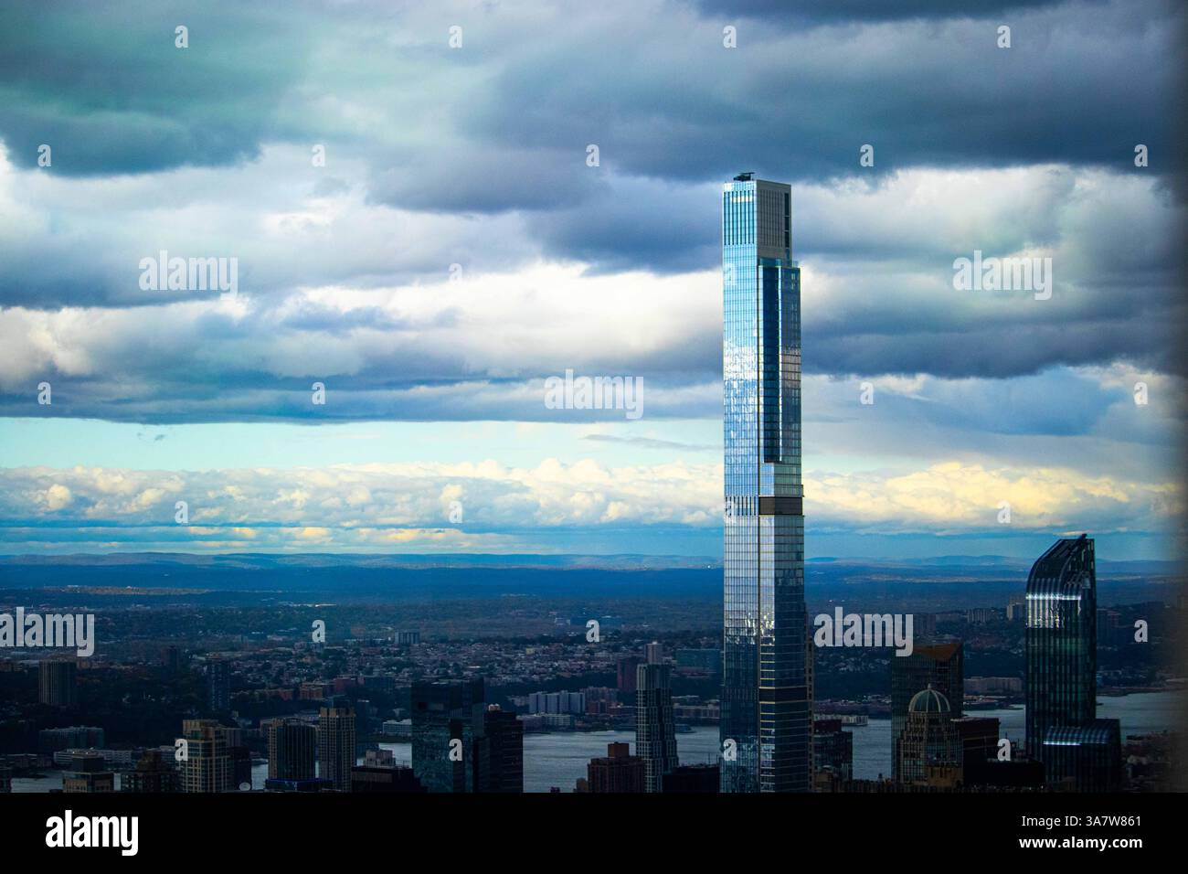 Beautiful aerial eye level view of Steinway Tower of Billionaires' Row ...
