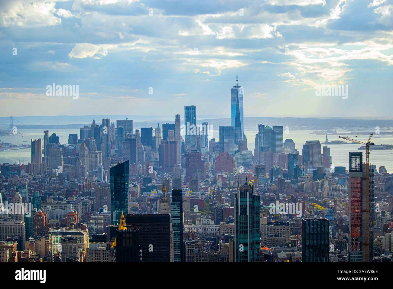 Beautiful aerial eye level view of World Trade Center in downtown ...