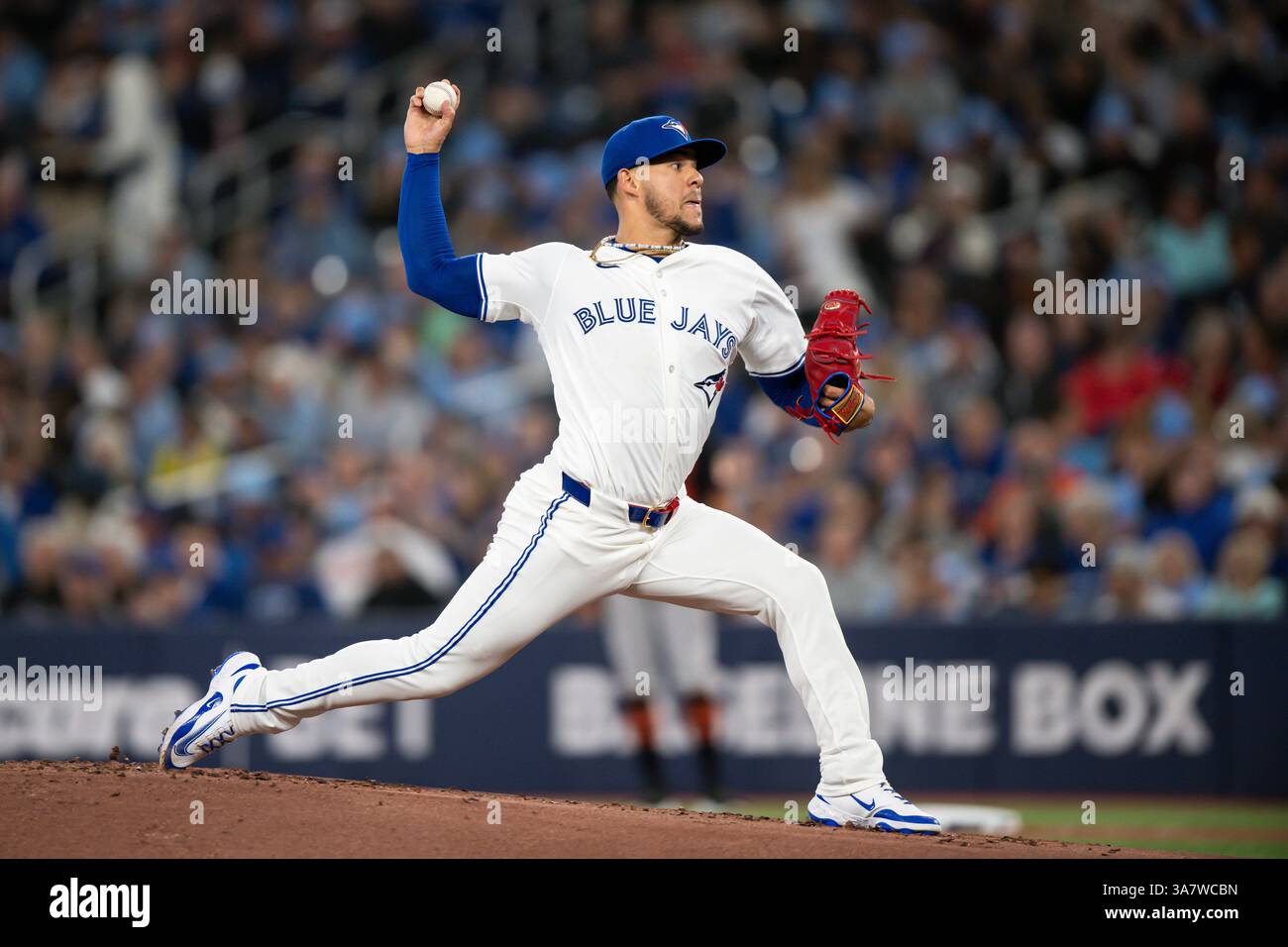 Toronto, Canada. 27th Mar, 2025. Toronto Blue Jays pitcher José Berríos ...