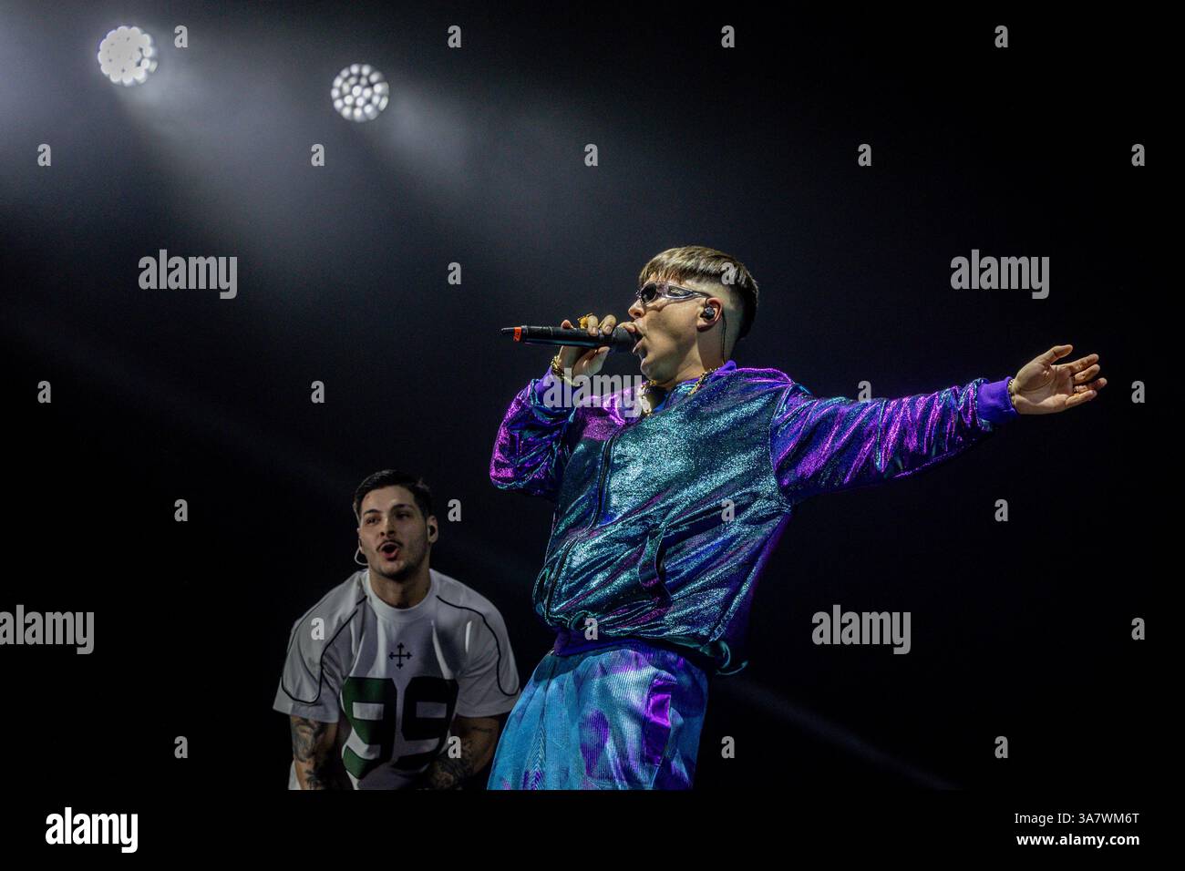 Rapper, producer and freestyler YSY A and singer RVFV perform during a ...