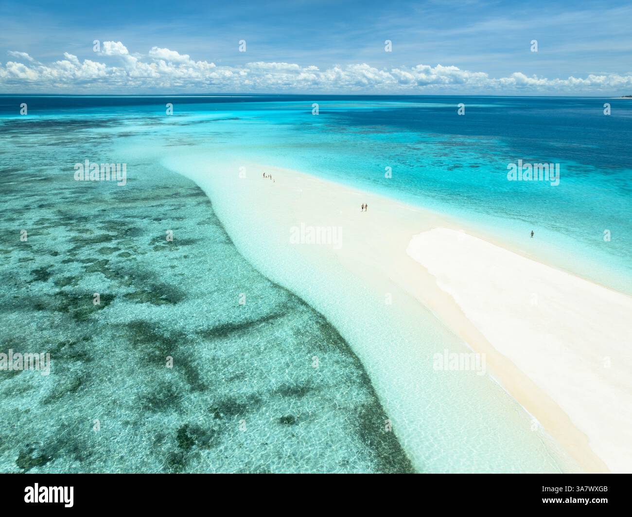 Aerial view of Nakupenda island, sandbank in ocean, white sandy beach ...