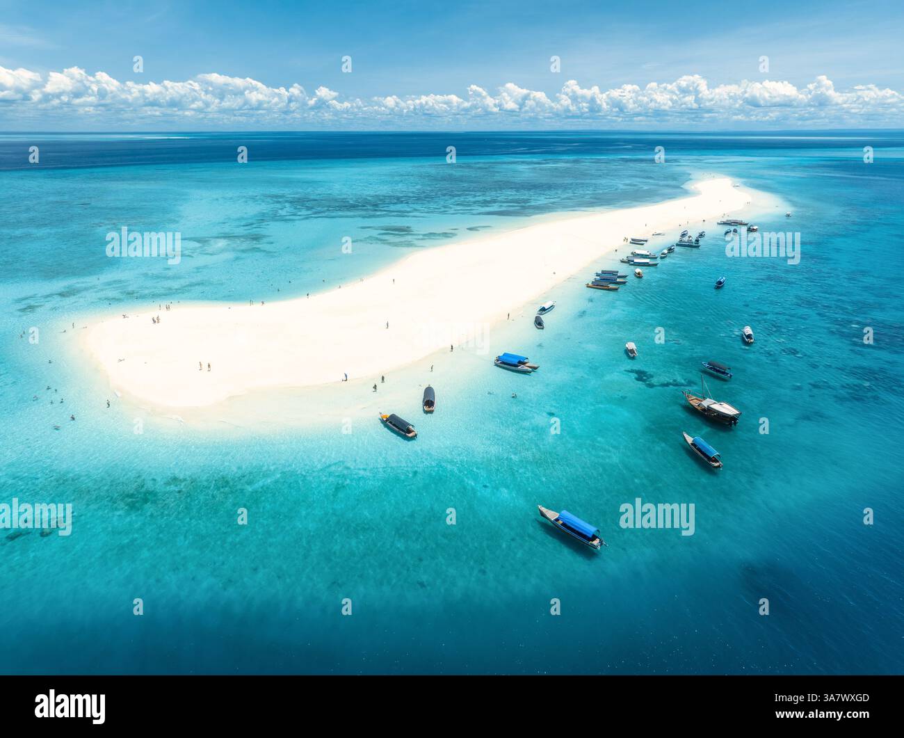 Aerial view of Nakupenda island, sandbank in ocean, white sandy beach ...