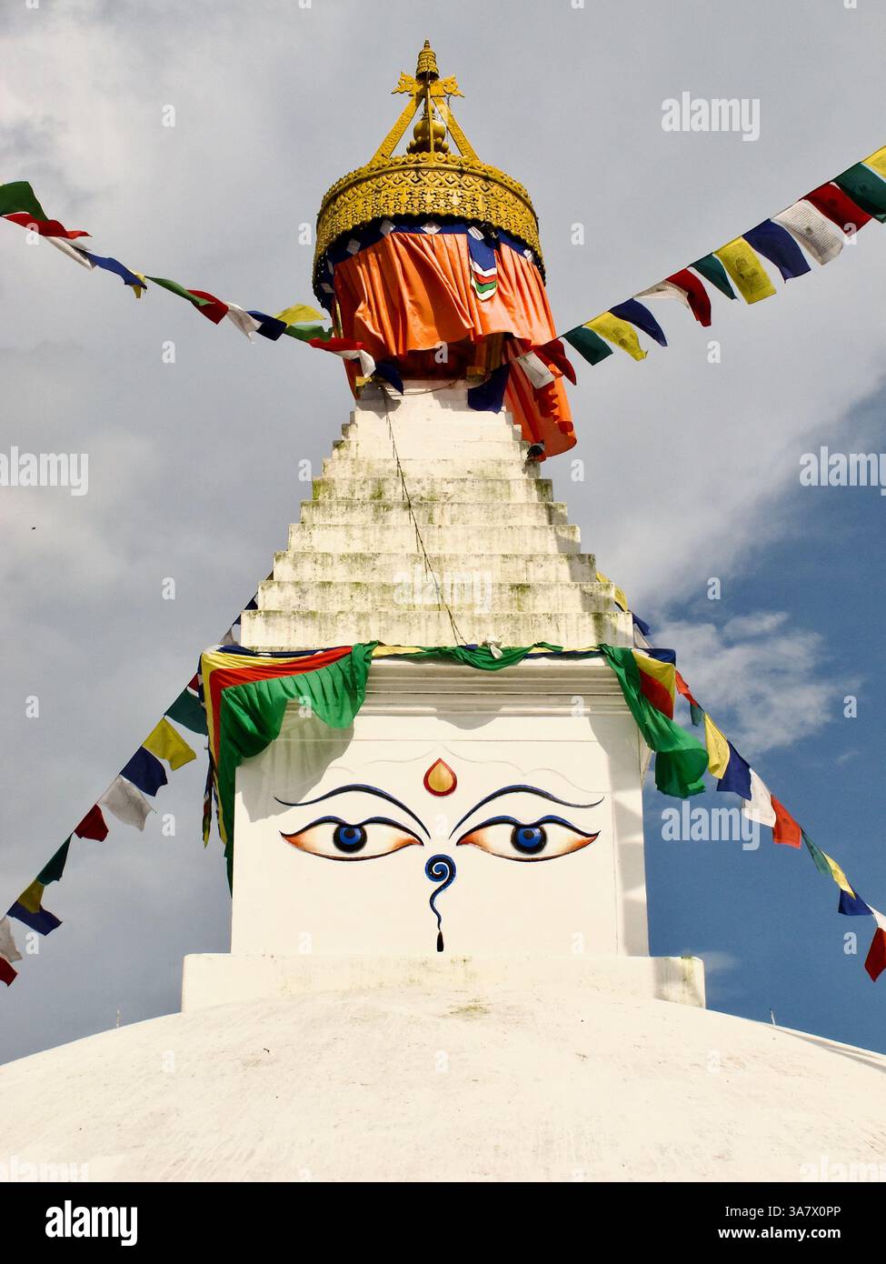 Northern Ashokan Stupa in Patan, Nepal, with Buddha eyes and prayer ...