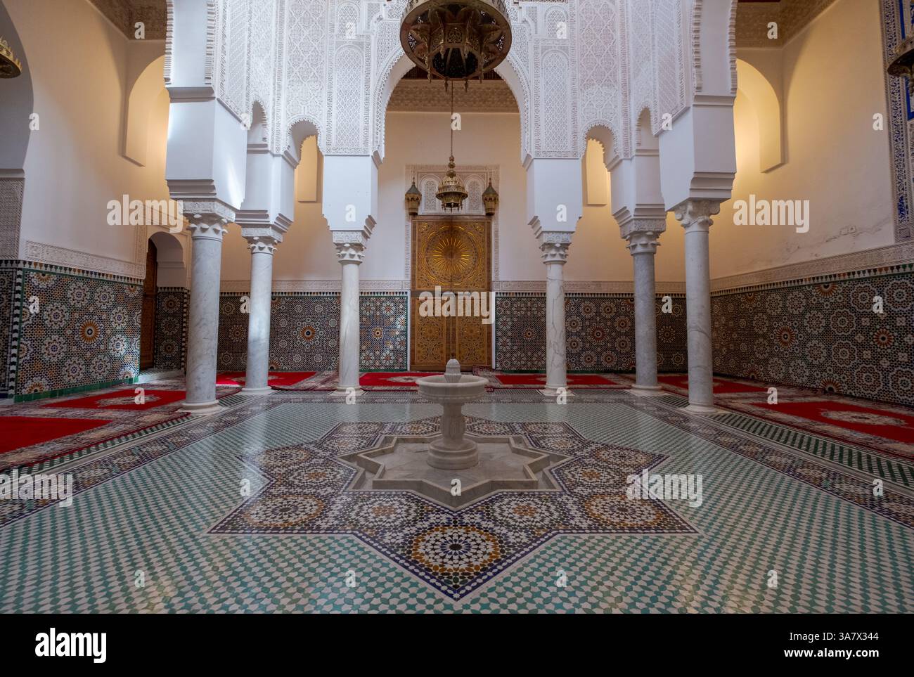 The highly ornate Mausoleum of Moulay Ismail, historic Islamic funerary ...