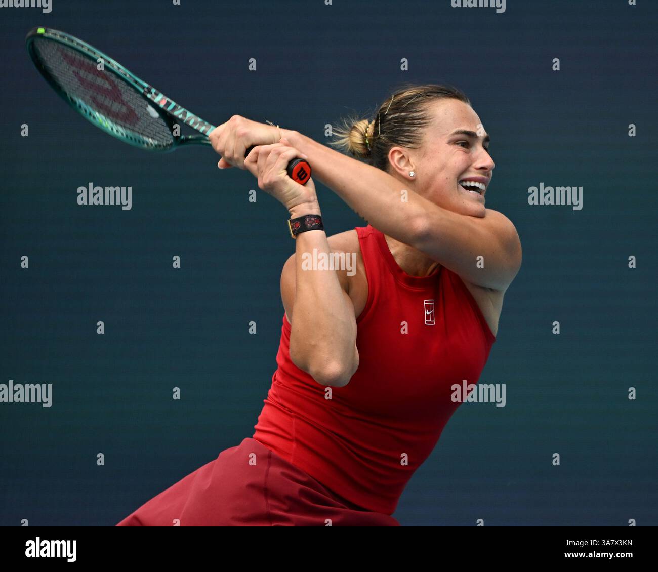 MIAMI GARDENS FL - MARCH 27: Jasmine Paolini Vs Aryna Sabalenka during ...