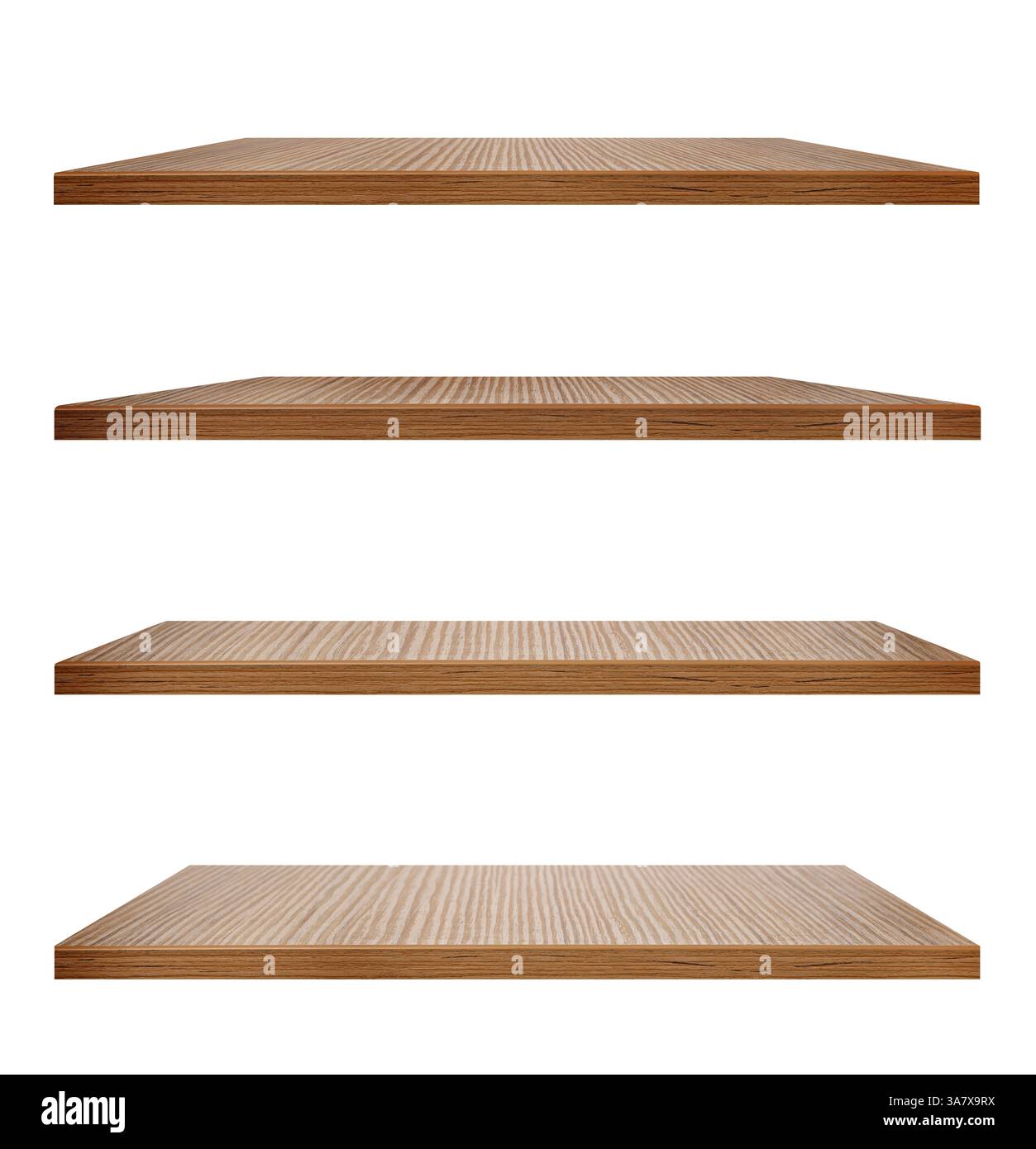 Empty wooden shelves isolated on white, set Stock Photo - Alamy