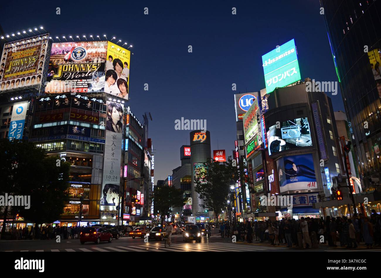 Oct. 20, 2012 - Tokyo, Kanto Region, Japan - Shibuya at night, Tokyo ...