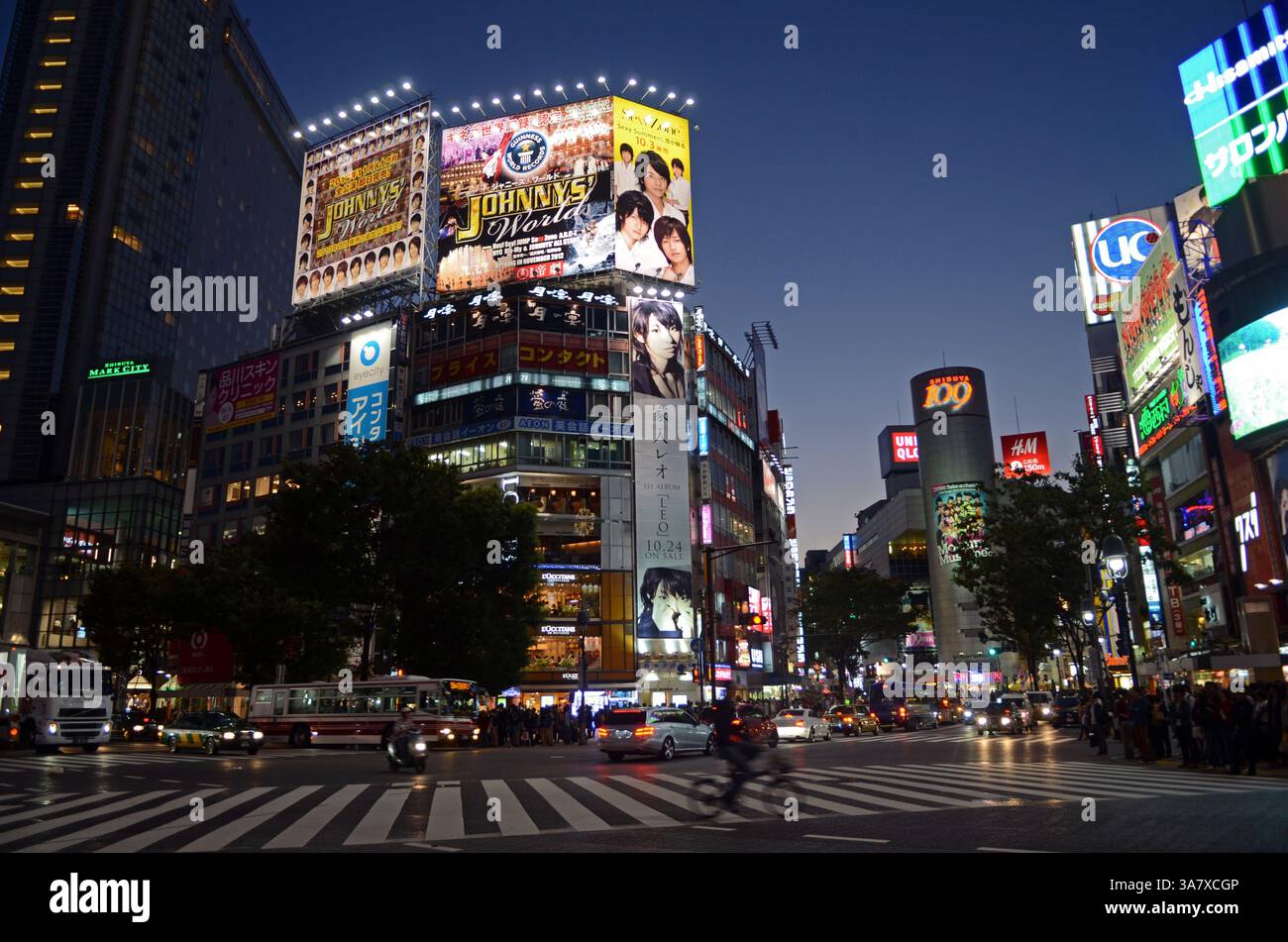 Oct. 20, 2012 - Tokyo, Kanto Region, Japan - Shibuya at night, Tokyo ...