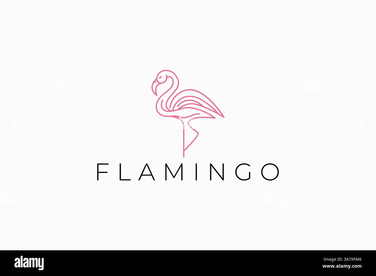 Flamingo Logo Line Silhouette Tropical Summer Bird Nature Icon Illustration Abstract Stock ...