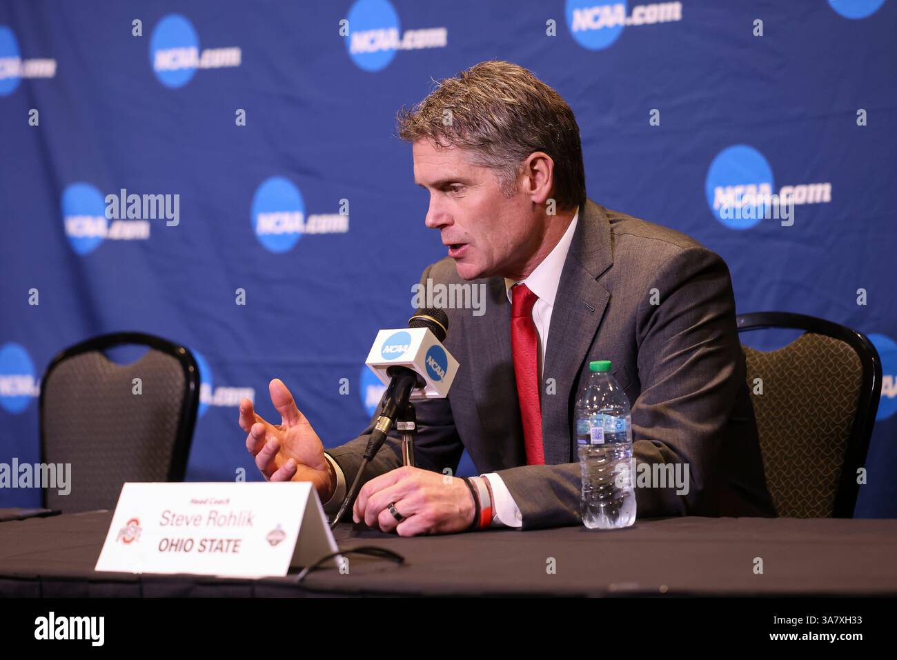 TOLEDO, OH - MARCH 27: Ohio State head coach Steve Rohlik speaks during ...