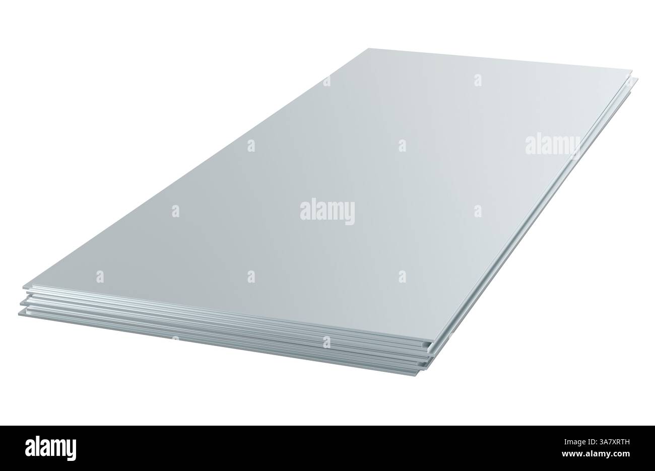 Stainless Steel Sheets. 3D rendering isolated on white background Stock ...
