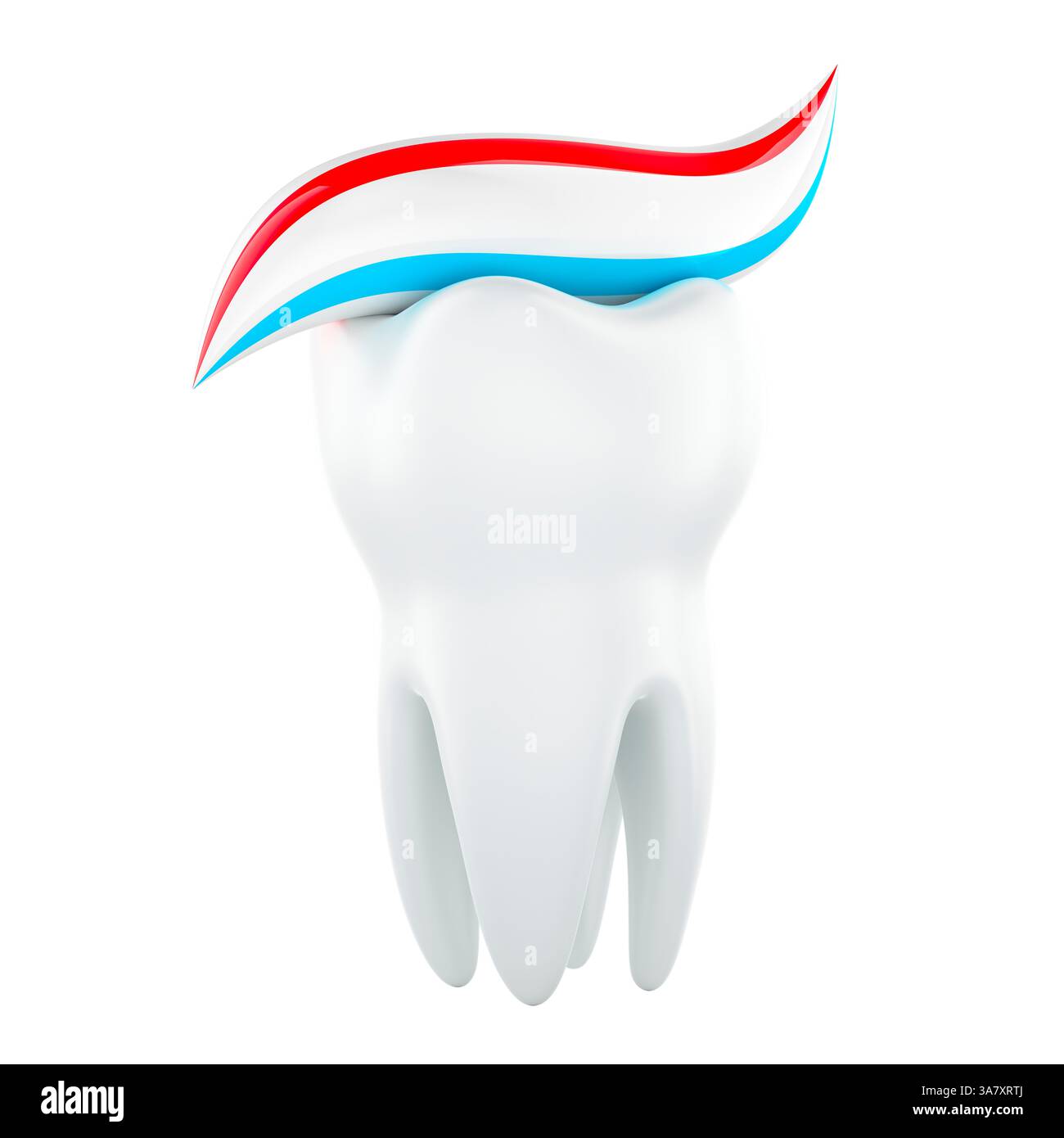 Tooth with toothpaste. 3D rendering isolated on white background Stock ...