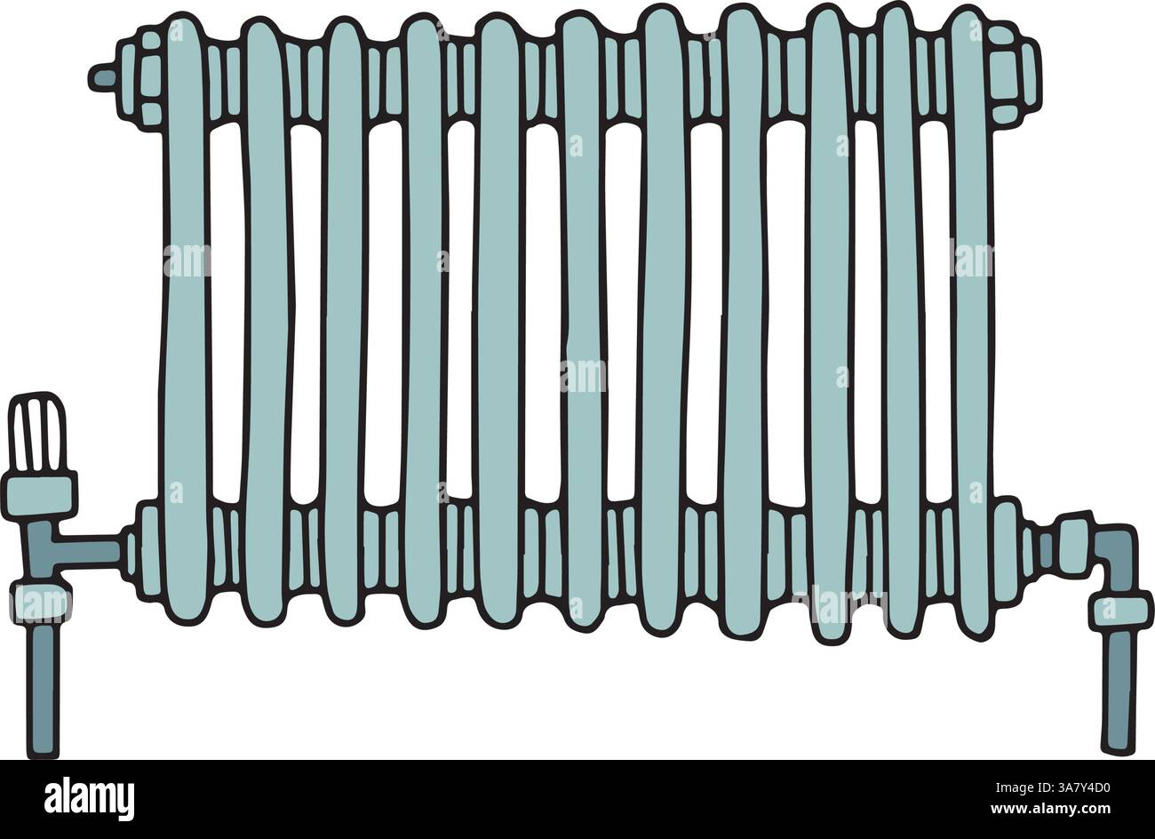 Heating radiator system for home appliance illustration. Hand drawn ...