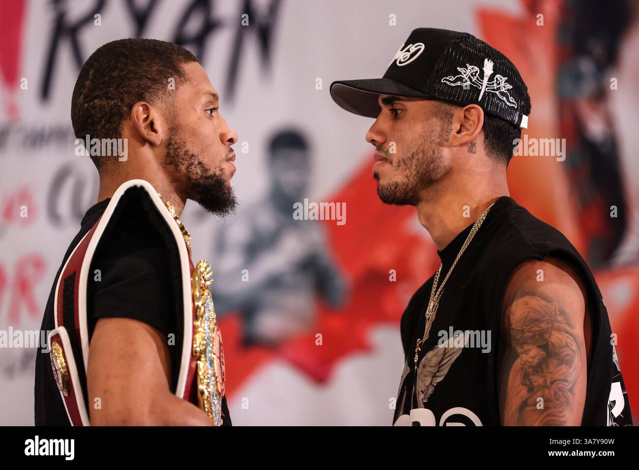 March 27, 2025: (L-R) Brian Norman Jr., and Derrieck Cuevas face-off ...