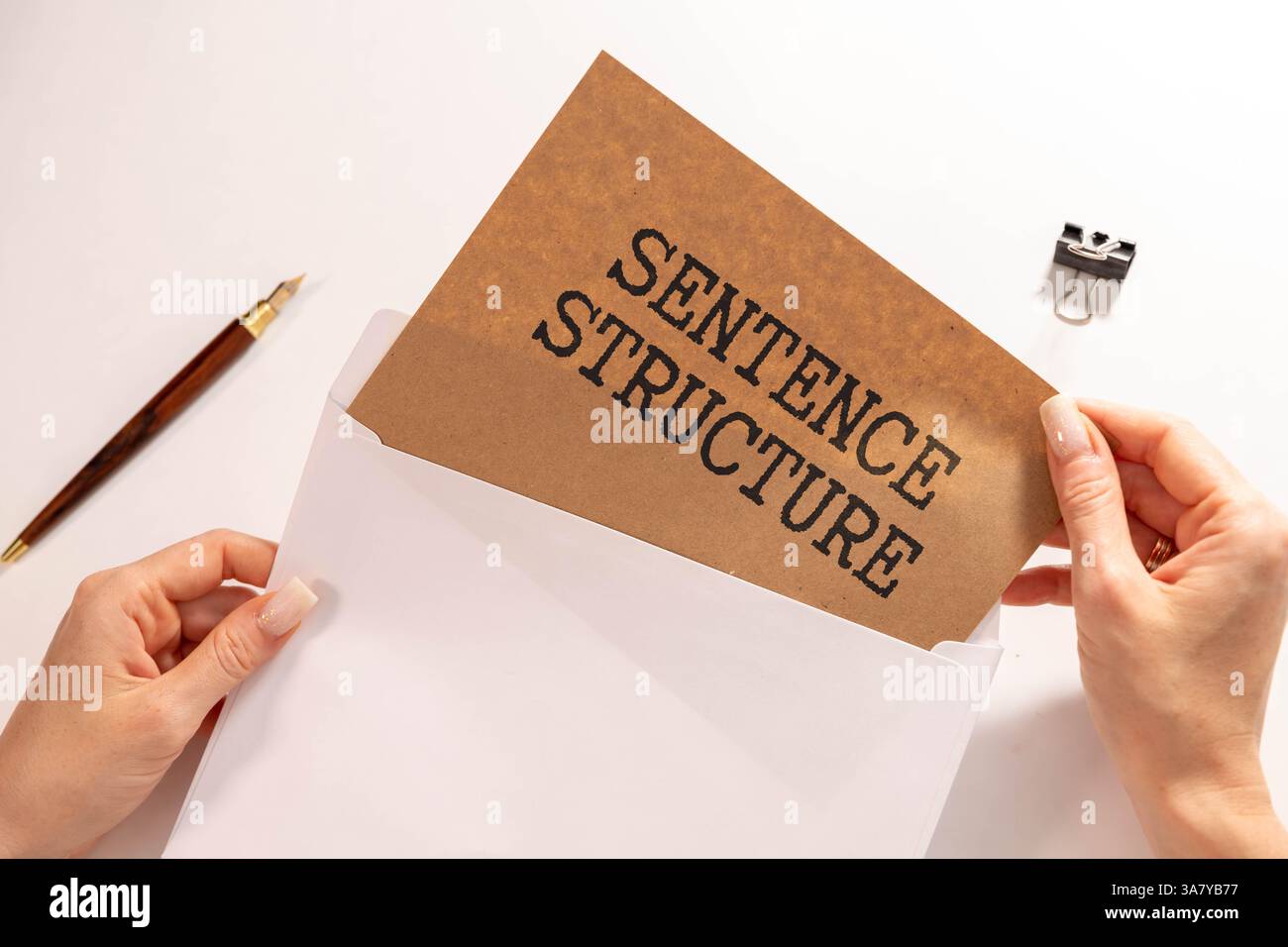 Sentence Structure text with document brown envelope isolated on office ...