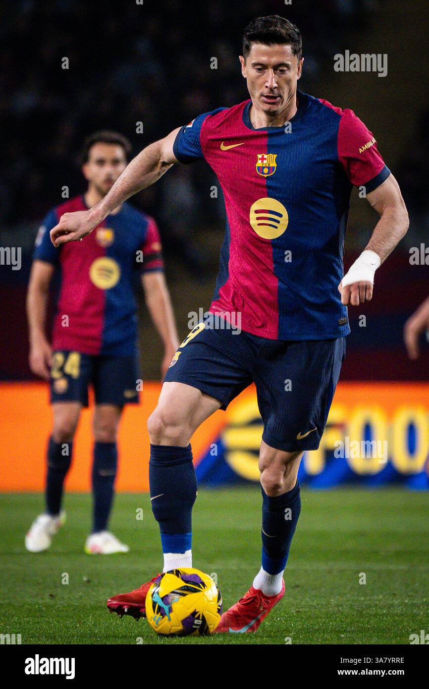 Barcelona, Espagne. 27th Mar, 2025. Robert LEWANDOWSKI of Barcelona ...