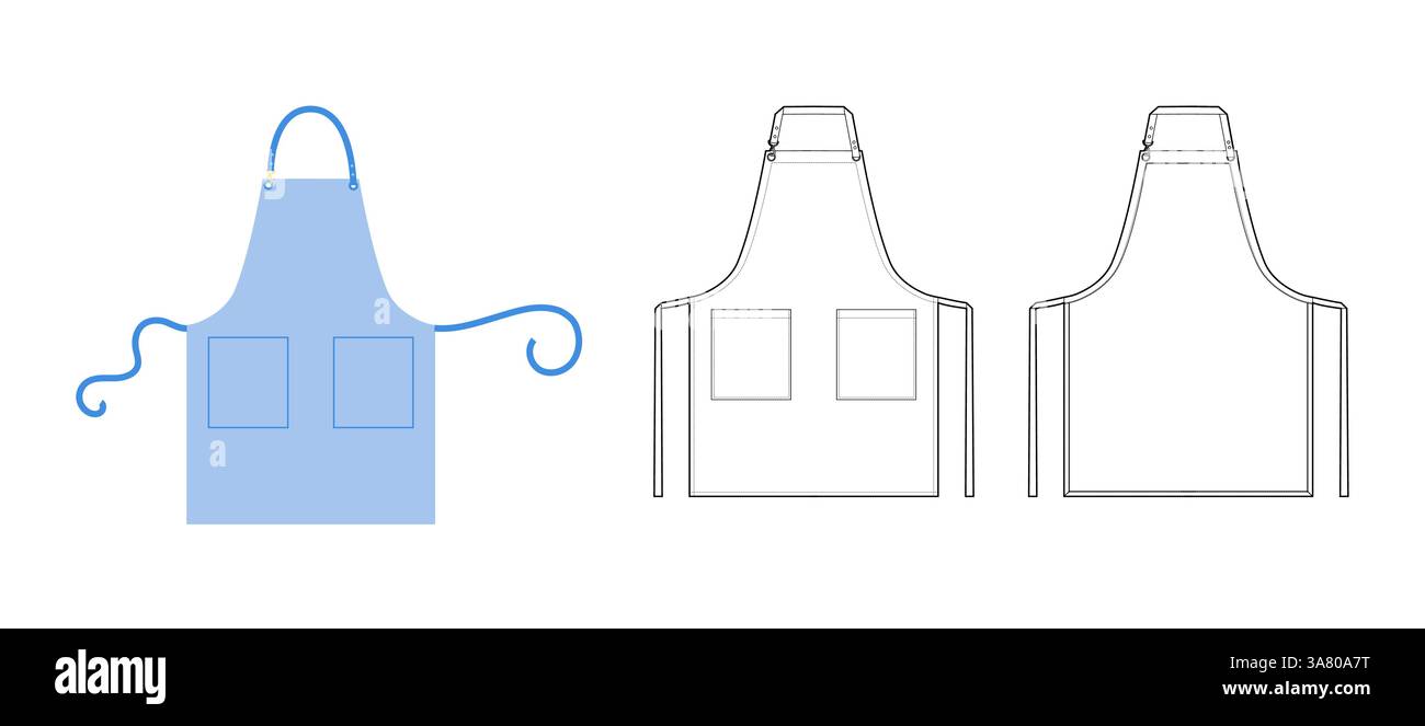 Set of Clip Straps Aprons with two pockets technical fashion ...