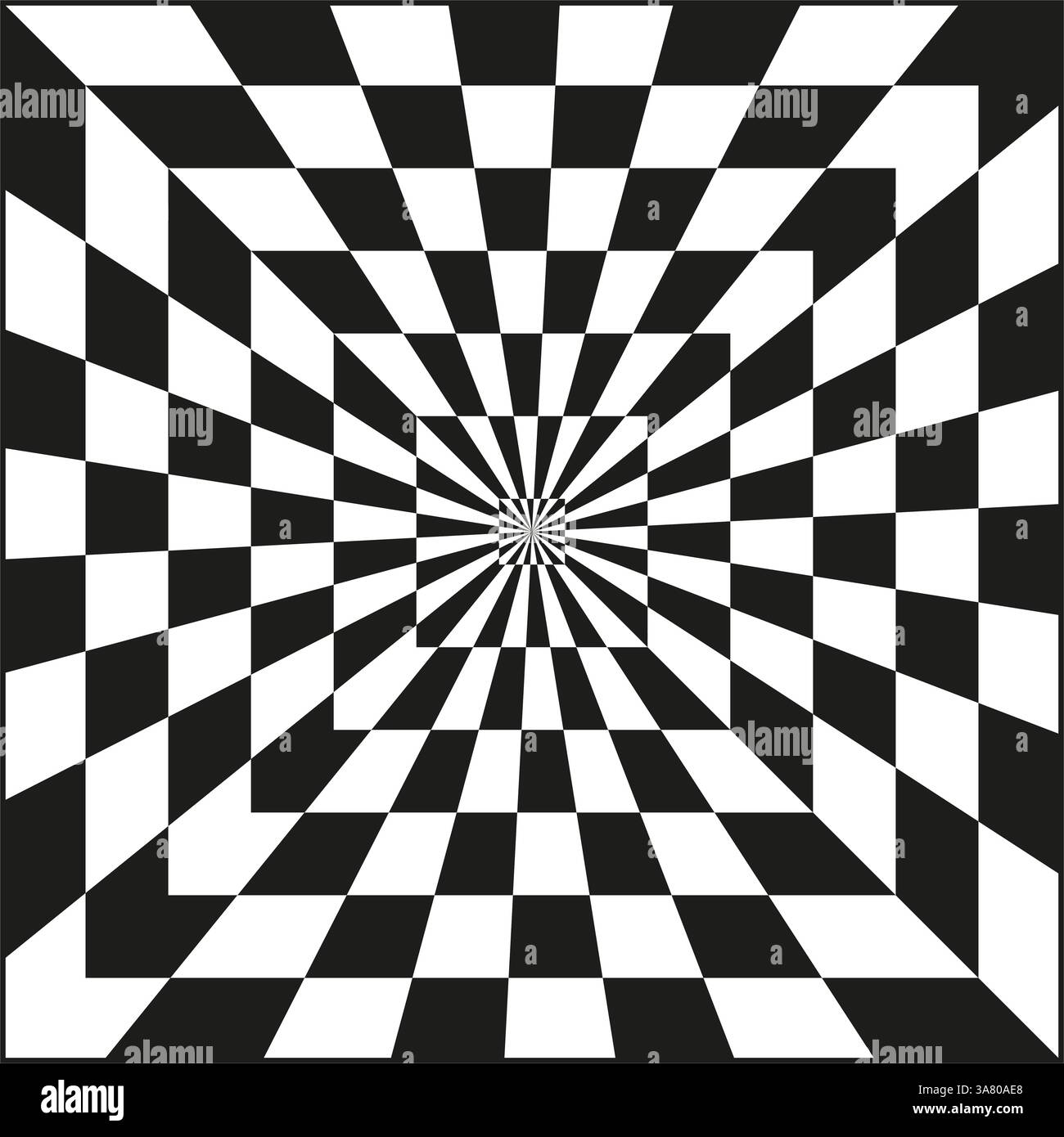 Optical illusion pattern. Checkered black and white. Dynamic geometric ...