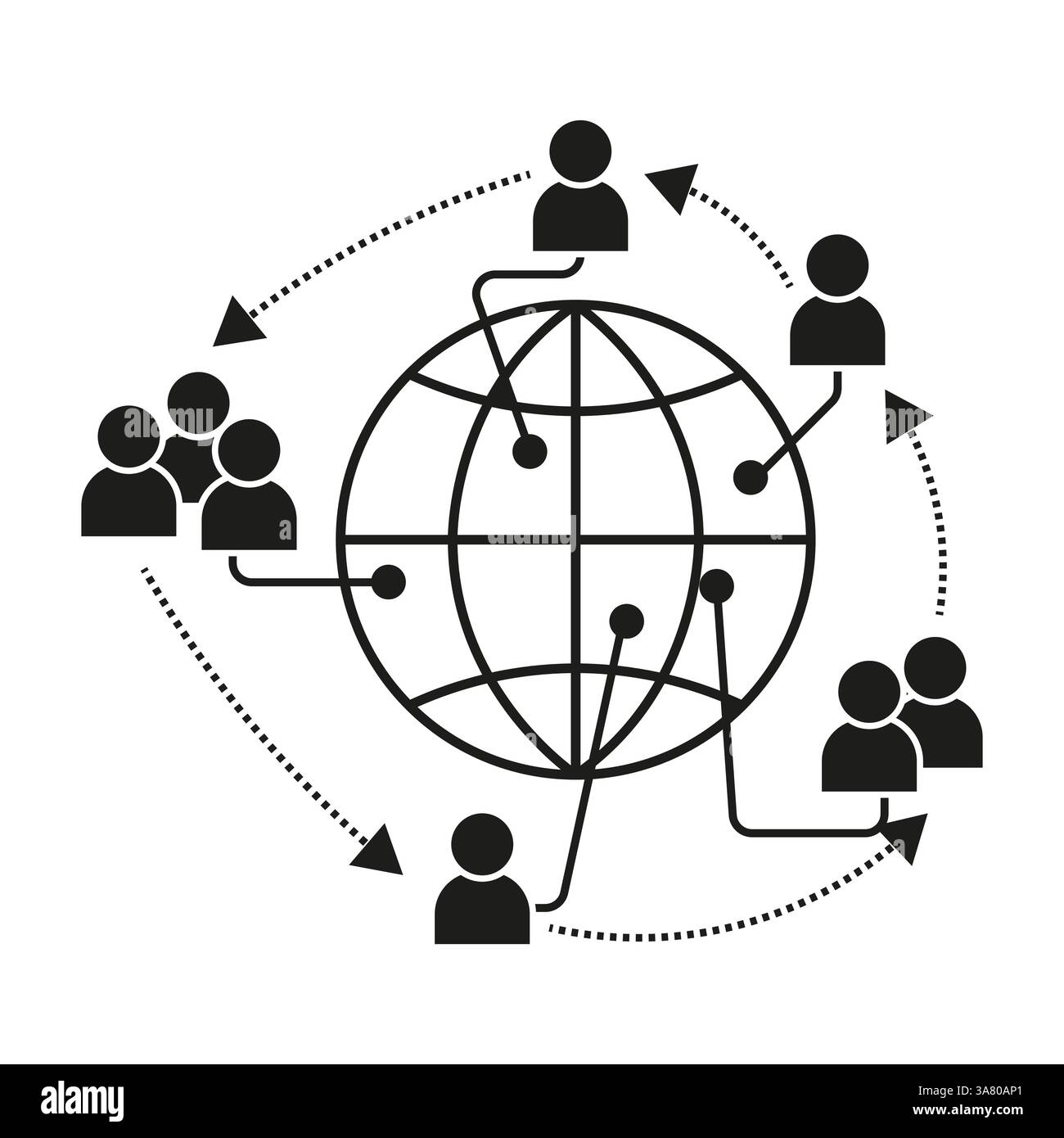 Worldwide connection symbol. Global interaction network. People ...
