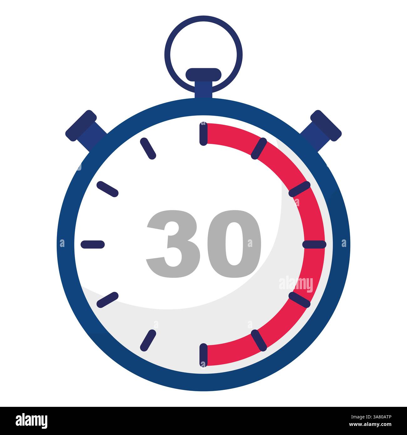 Stopwatch countdown icon. Number thirty focus. Timer measurement tool ...