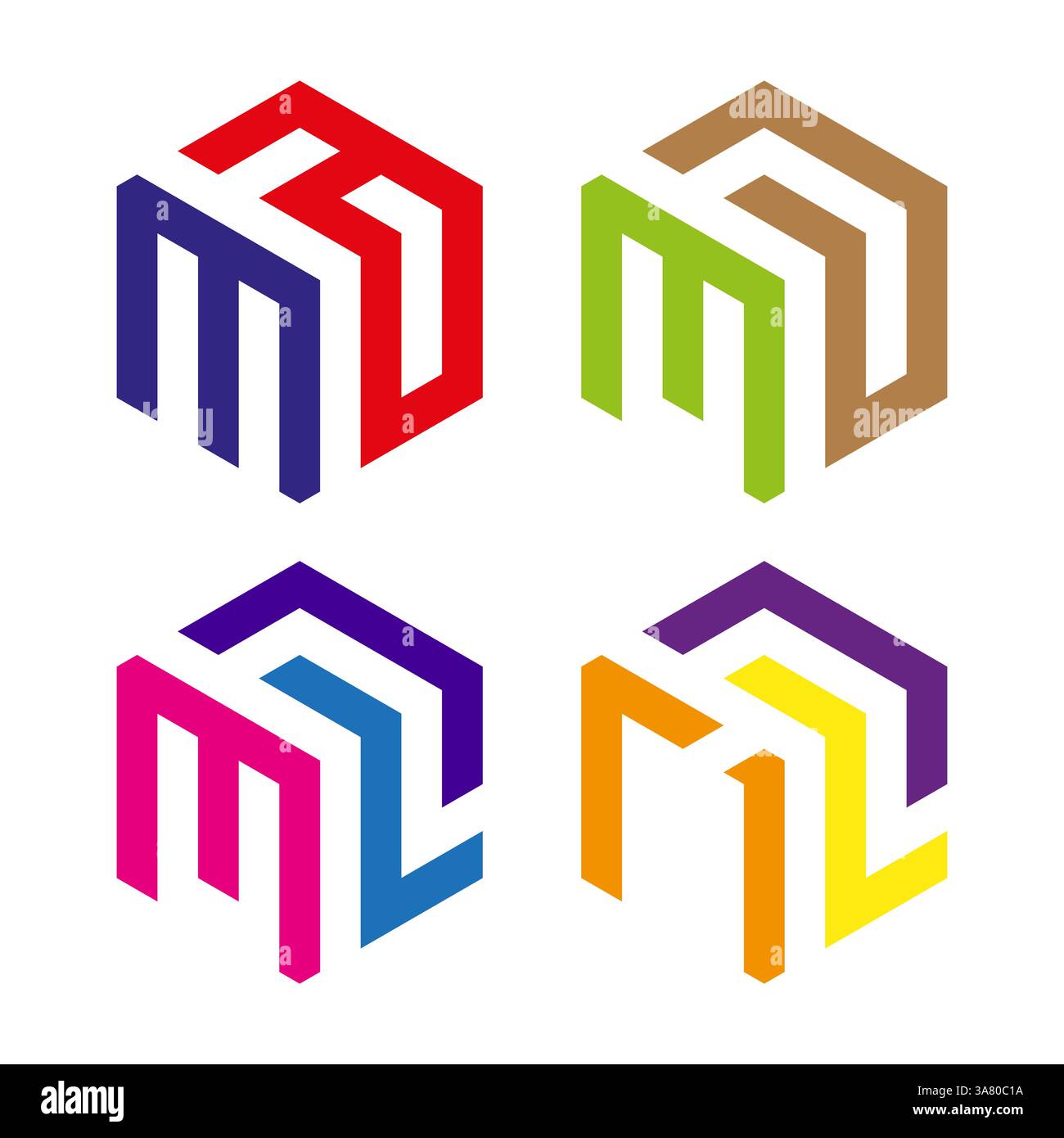 Modern cube logo. Isometric colorful shape. Geometric perspective icon ...