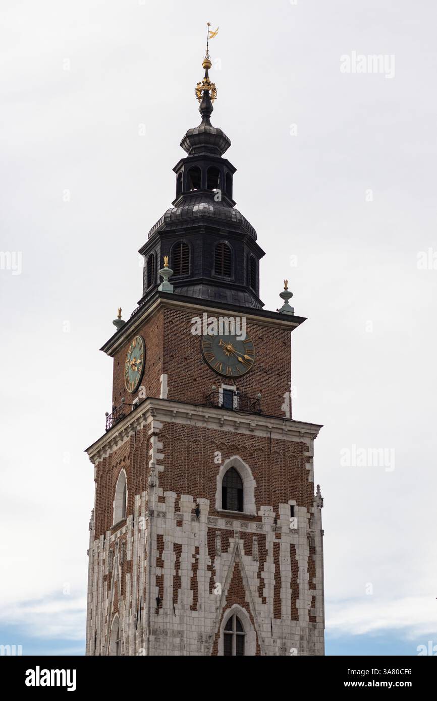 Historical church towers in Krakow captured in clear daylight. The ...