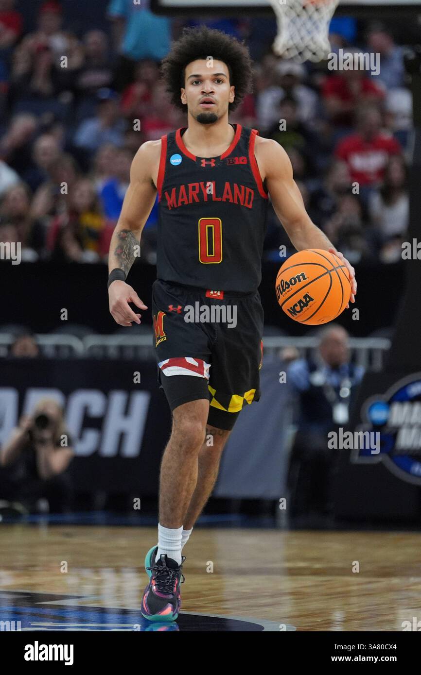 Maryland guard Ja'Kobi Gillespie controls the ball against Florida ...