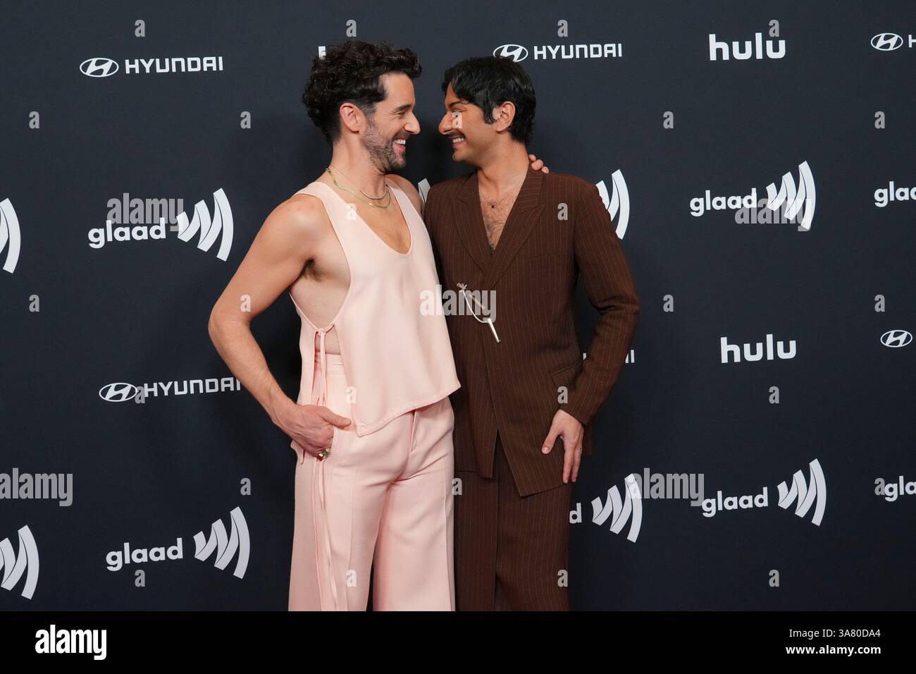 Michael Urie, left, and Mark Indelicato arrive at the 36th annual GLAAD ...