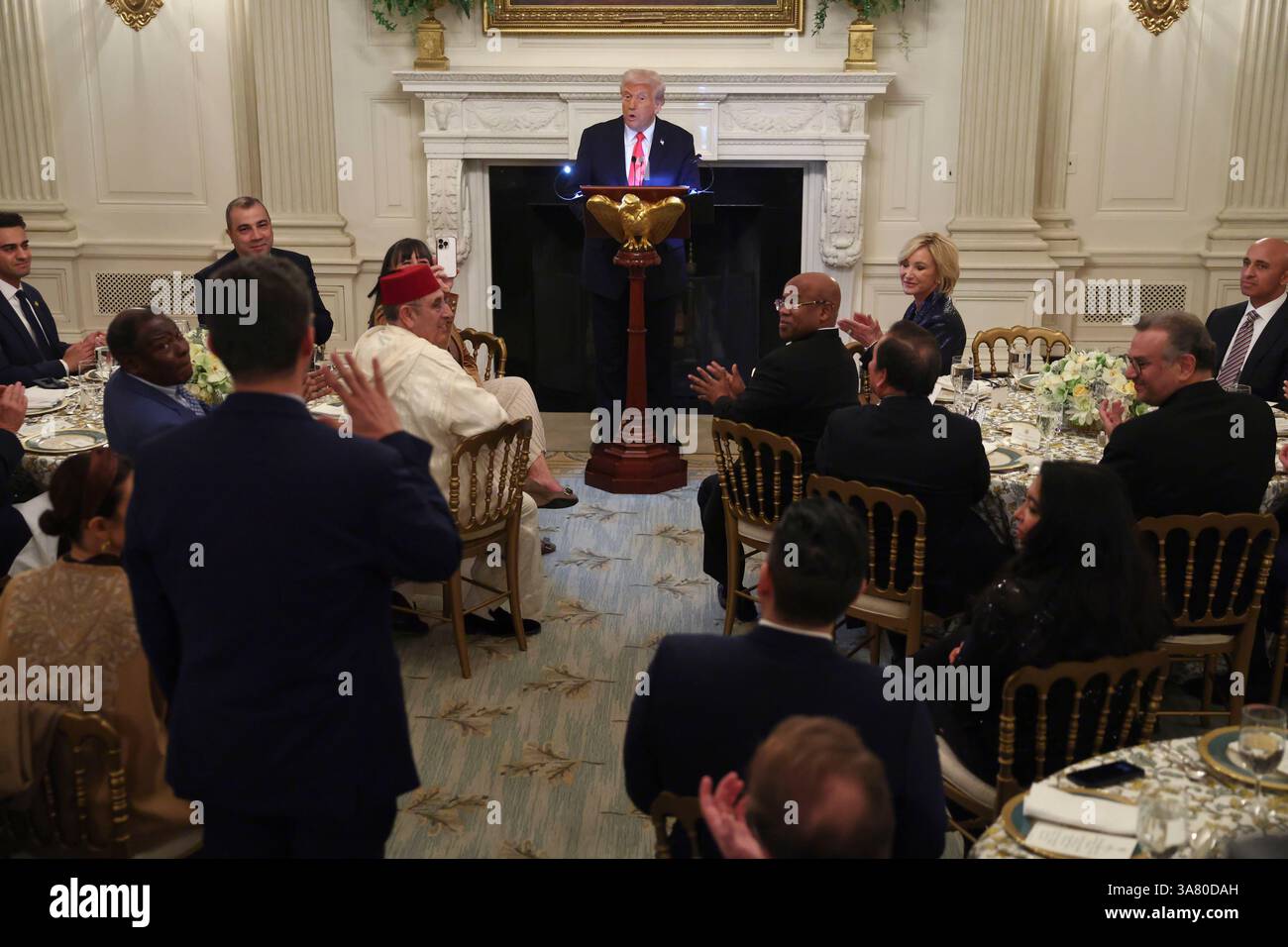 President Donald Trump attends the White House Iftar dinner in the ...