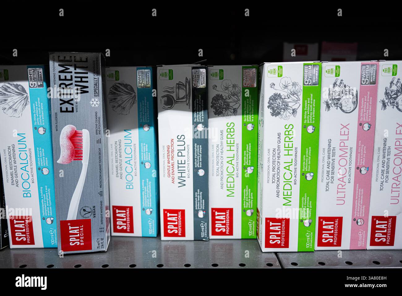 Lviv, Ukraine - March 25, 2025: Assorted Splat toothpaste varieties ...