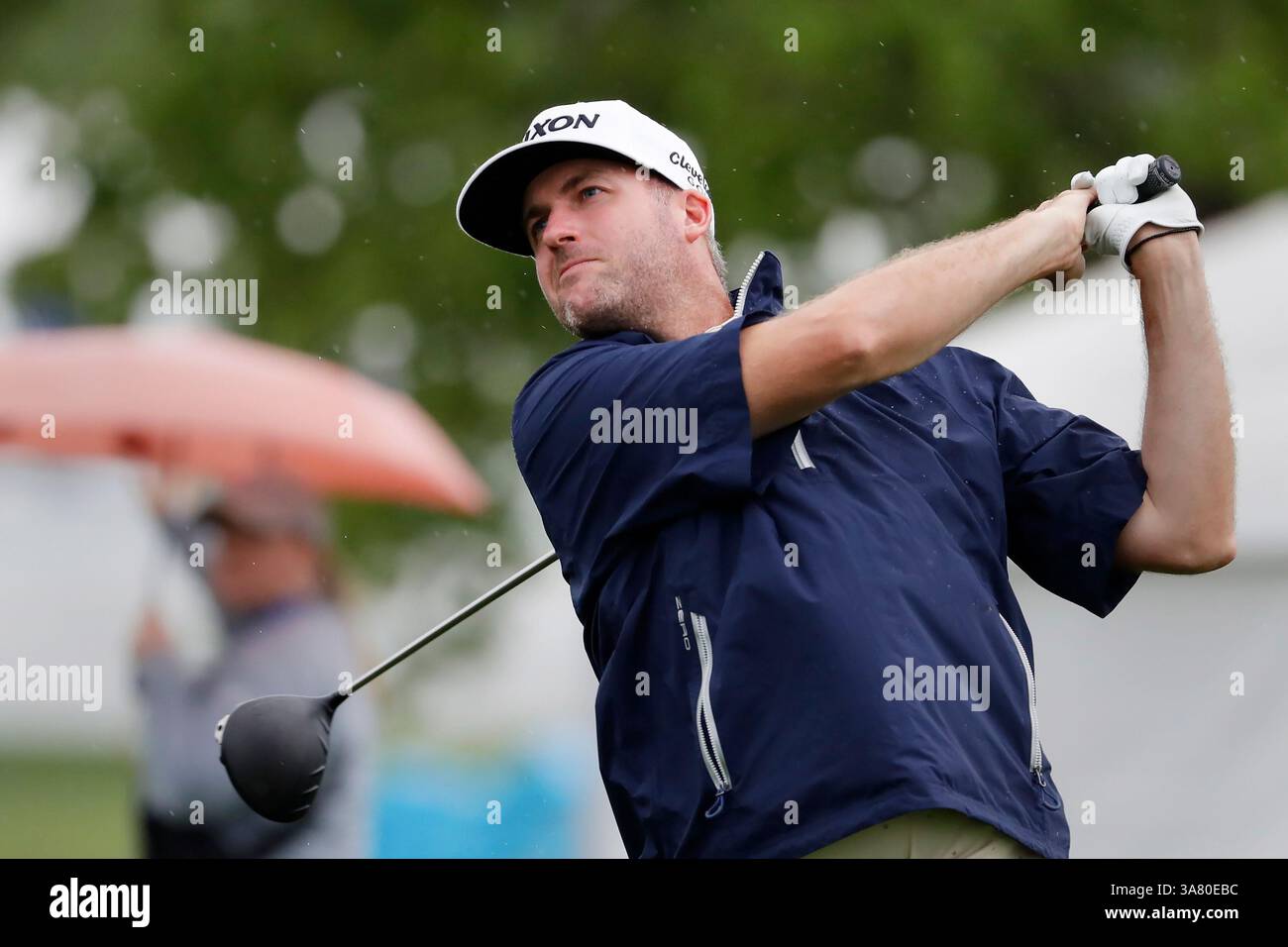 Taylor Pendrith tees off on the 18th hole during the first round of the ...