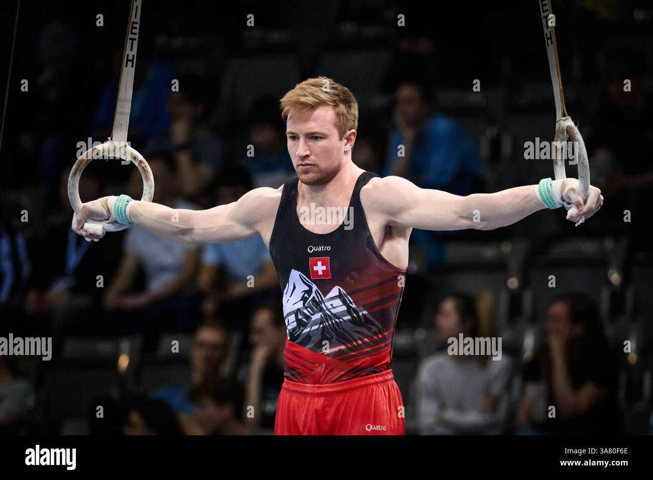 Tim Randegger (SUI) an den Ringen / 40. EnBW DTB Pokal, 27.03.2025 ...