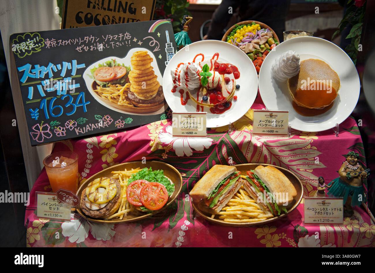 Realistic looking plastic food display in window of restaurant ...