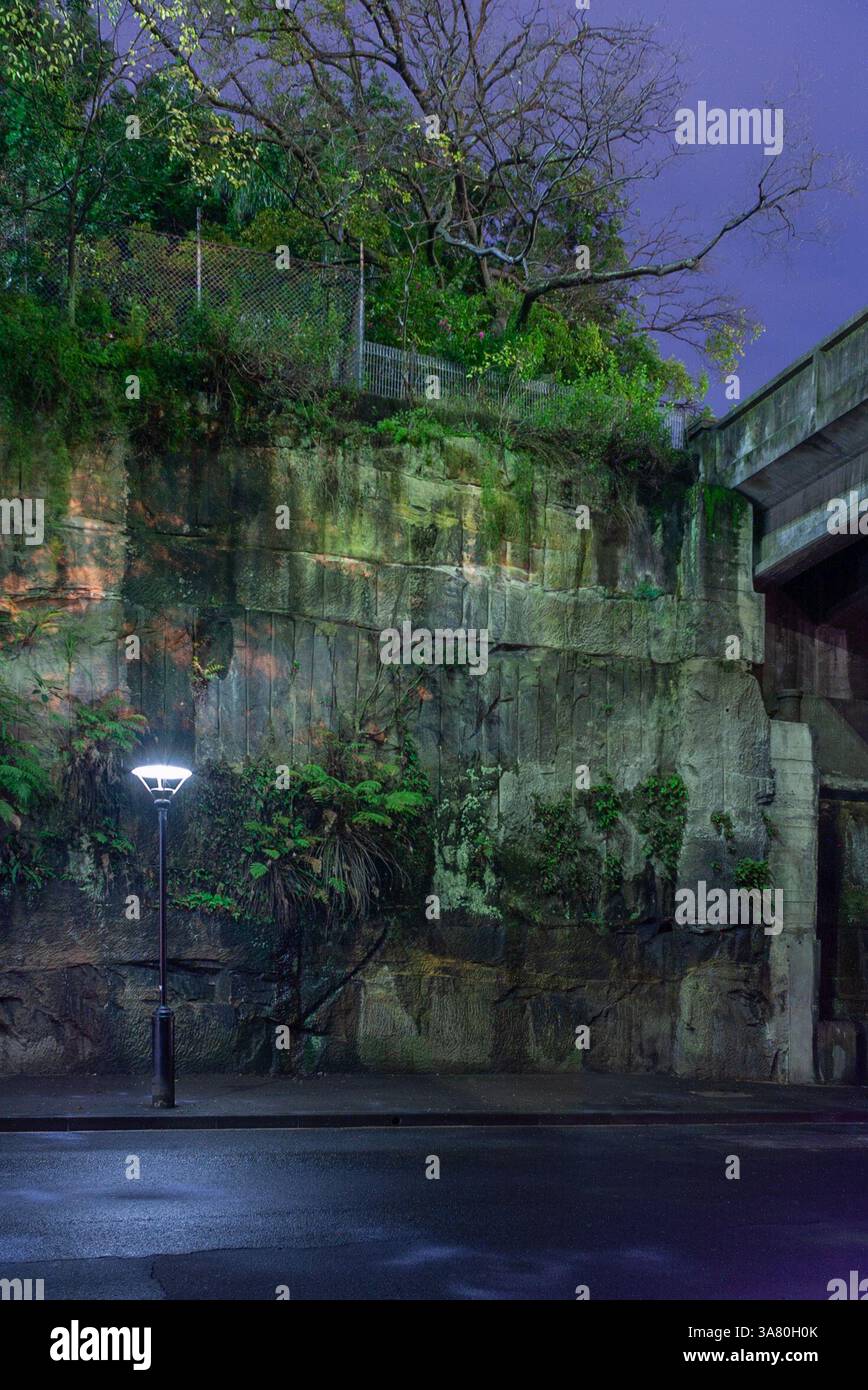 A night view of Argyle Street at the Argyle Cut under Cumberland Street ...