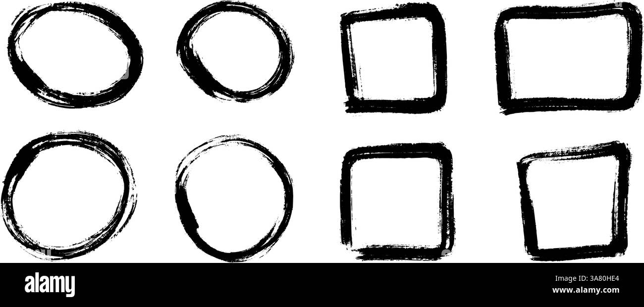 Dry paint stain set. Black grunge ink frame collection. Square and ...