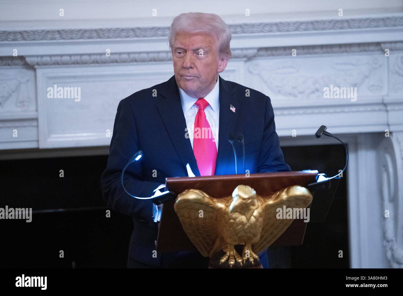 United States President Donald J Trump makes remarks as he participates ...