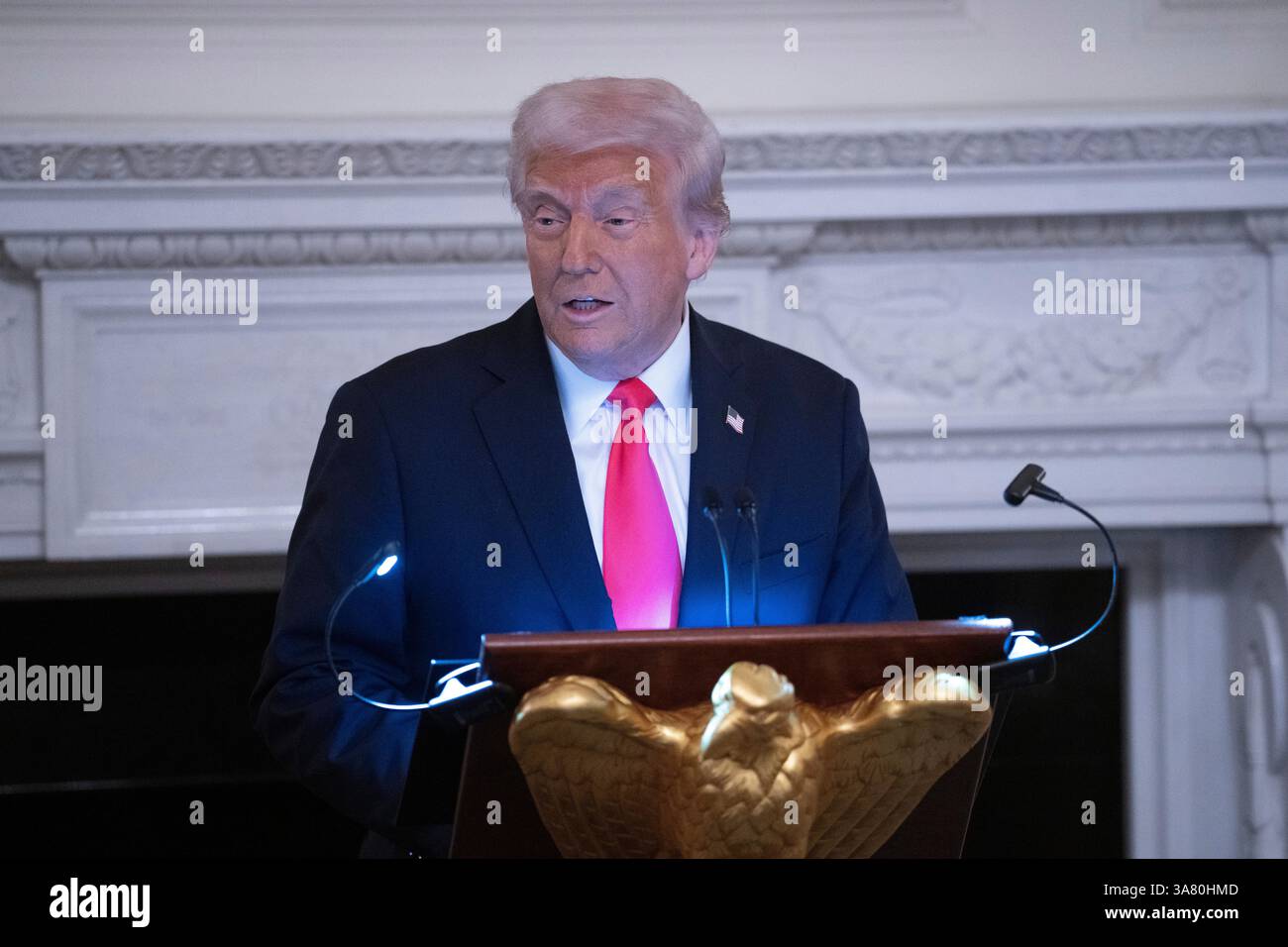 United States President Donald J Trump makes remarks as he participates ...