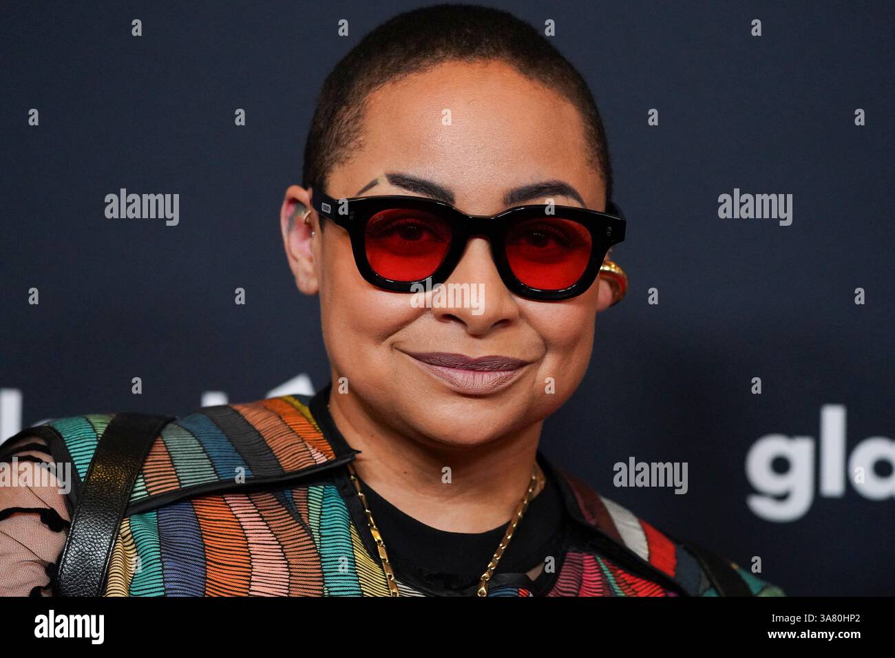 Raven-Symone arrives at the 36th annual GLAAD Media Awards on Thursday ...