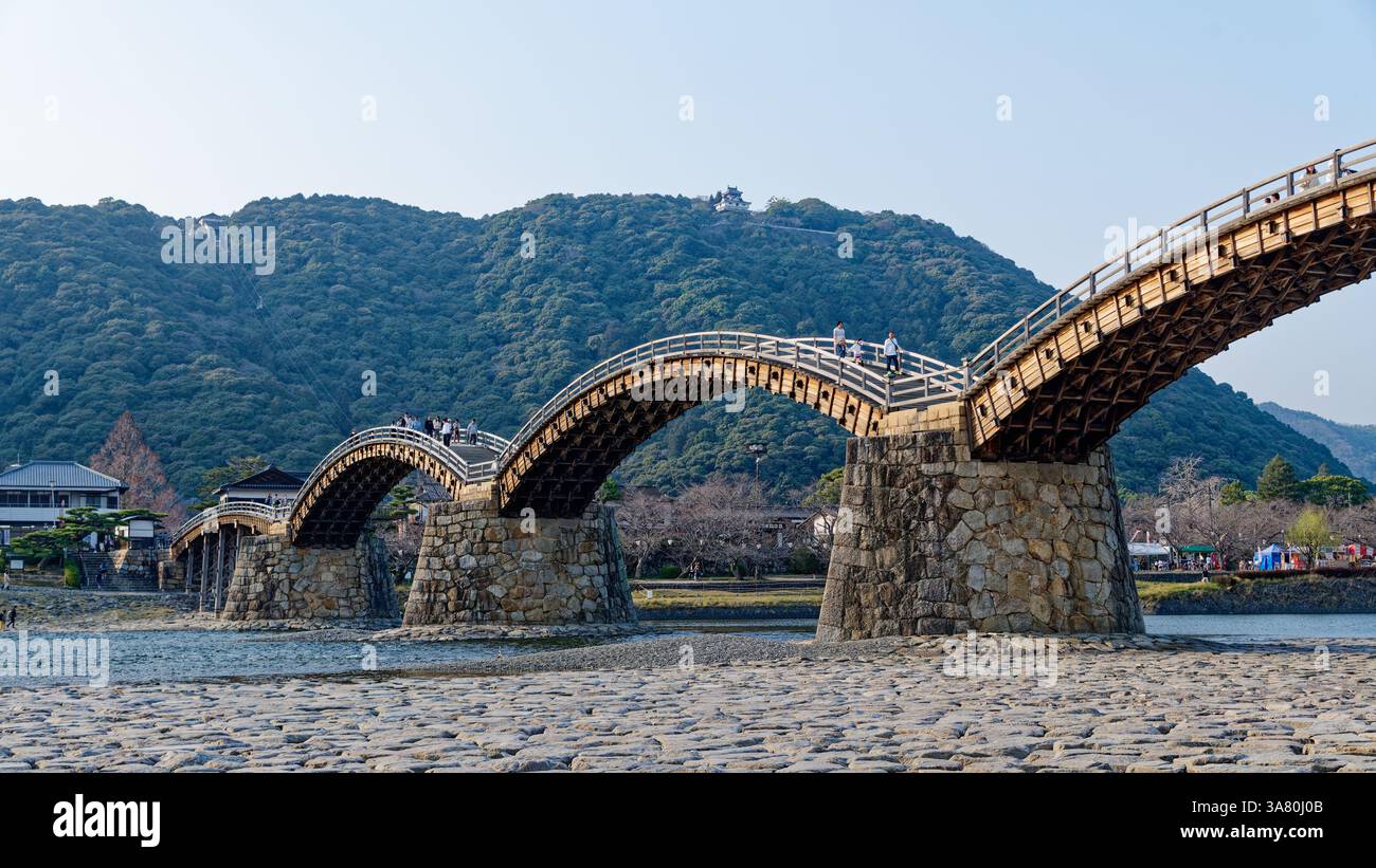 Iwakuni, Japan. march 23, 2025 : view of the Kintai bridge of Iwakuni ...