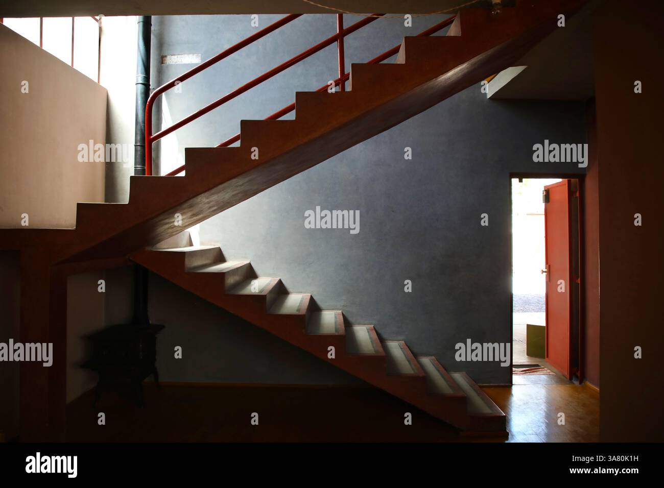Mexico, Mexico. 14th Mar, 2025. Stairs inside the casa O'Gorman in ...