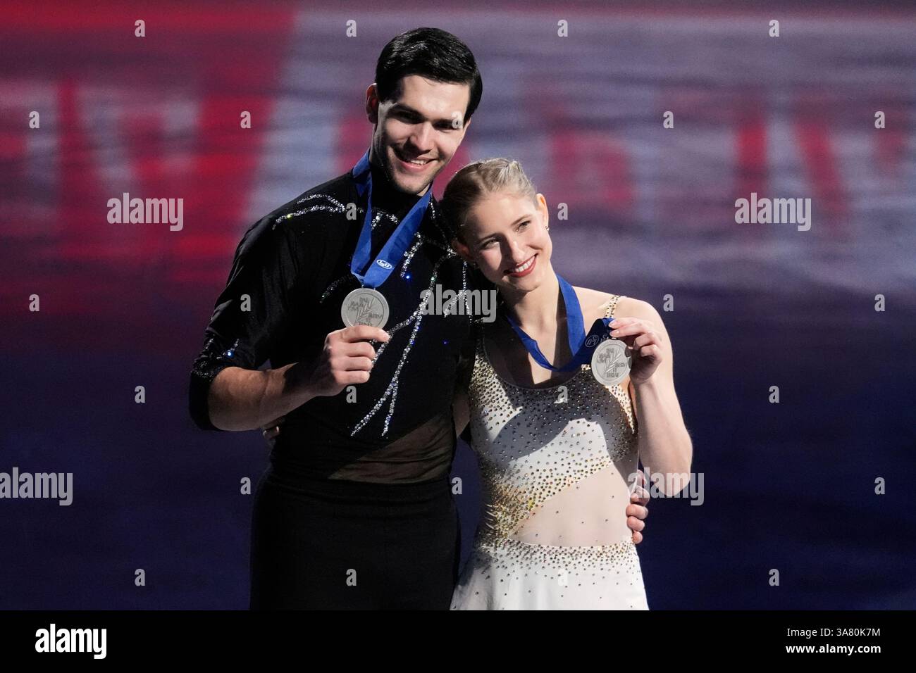 Silver medalists Minerva Fabienne Hase and Nikita Volodin, of Germany ...