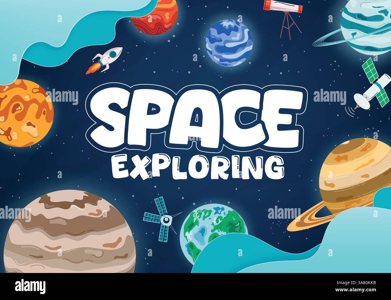 Outer space exploration clipart background. Space exploring solar ...