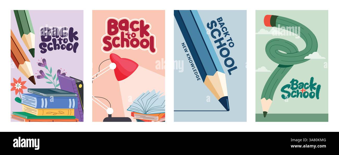 Back to school educational clipart poster set. School greeting text ...