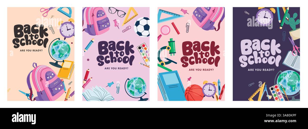 Back to school clipart poster set. Educational greeting clip art ...