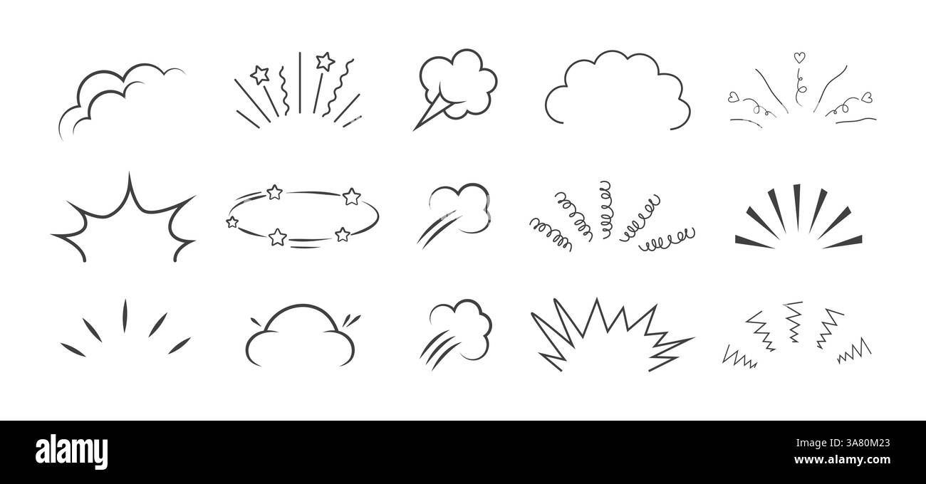 Anime Emotion effect. Hand drawn comic elements. Dizzy effect or ...