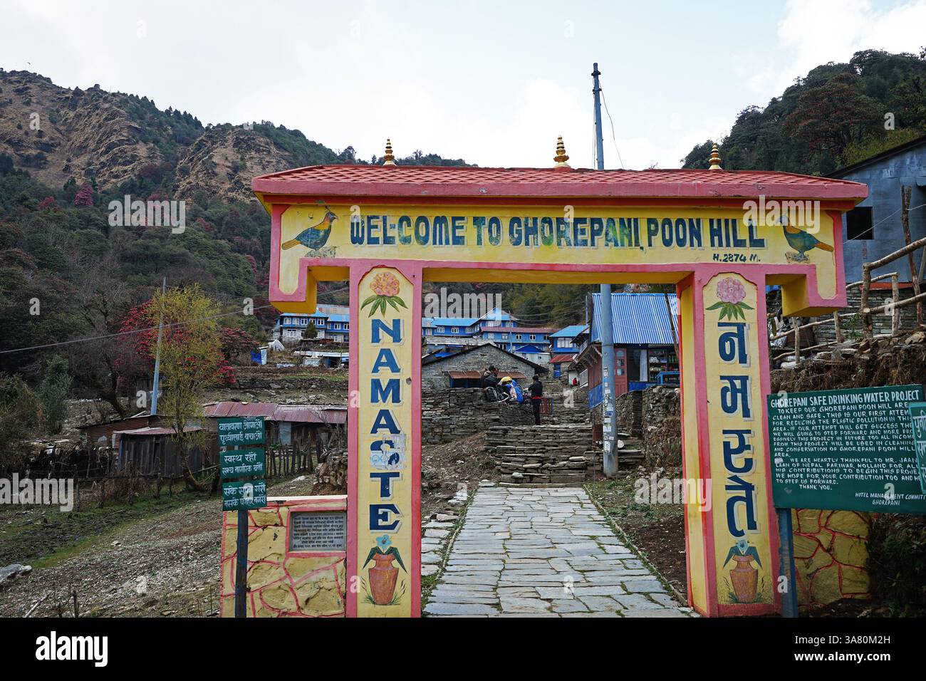 Exterior architecture and Nepalese design of local tribal village along ...