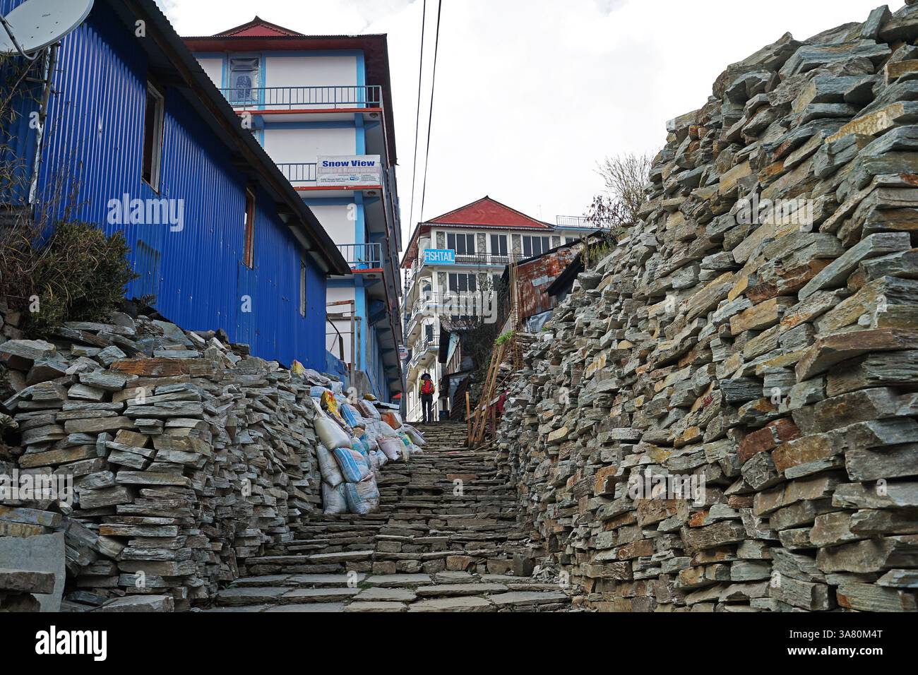 Exterior architecture and Nepalese design of local tribal village along ...