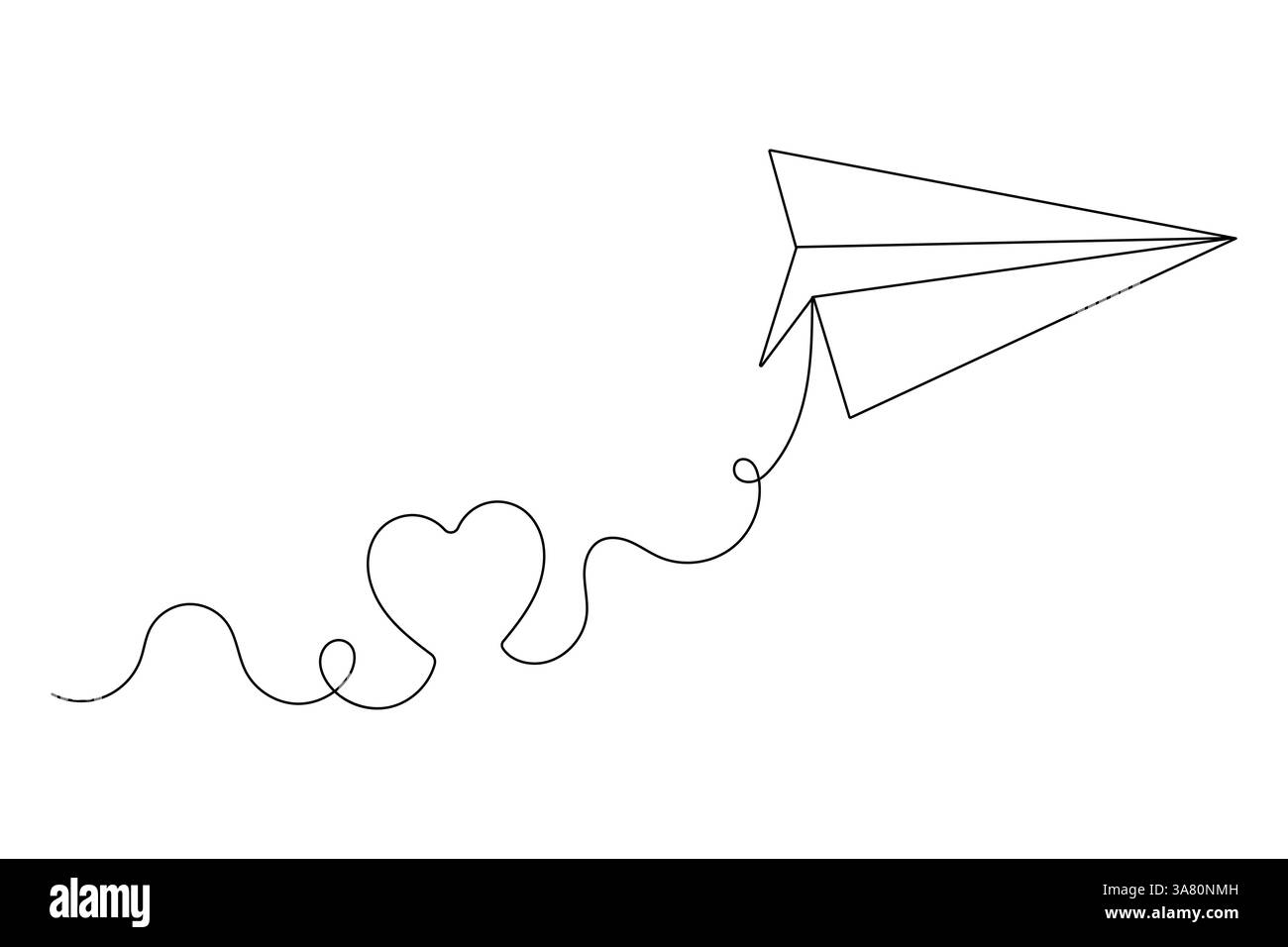 Paper plane continuous single line art and isolated outline vector ...
