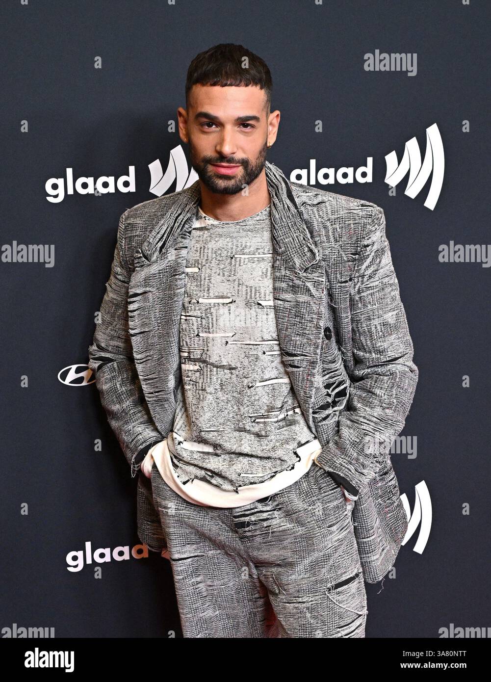 Johnny Sibilly arriving at the 36th Annual GLAAD Media Awards held at ...